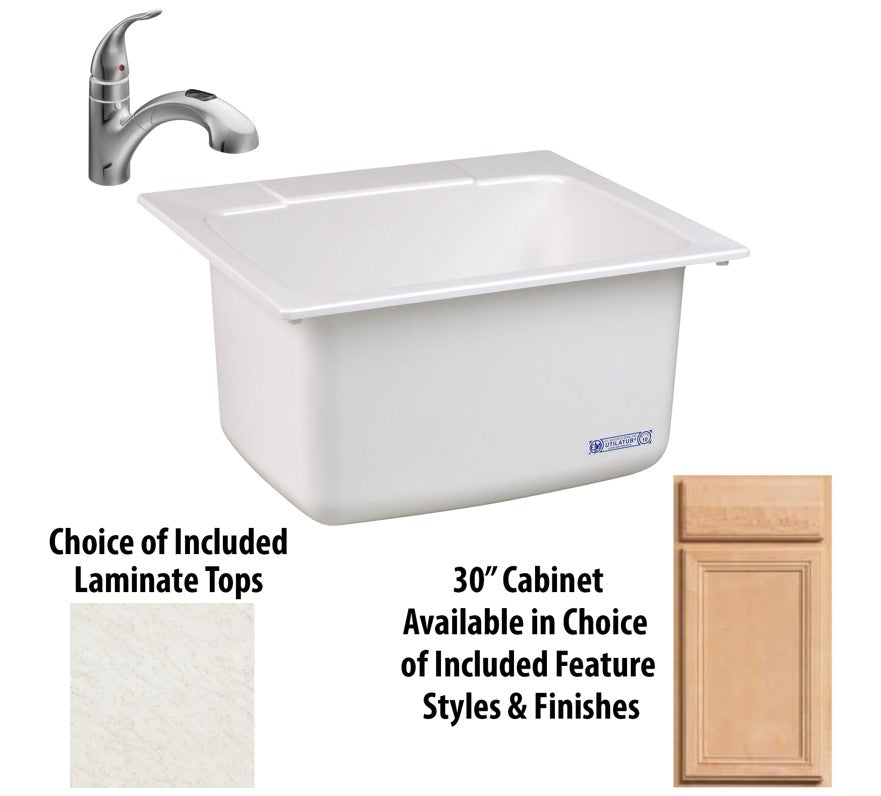 Mustee® 10 Drop In Utility Sink with 30" Cabinet, Faucet & Laminate To ...