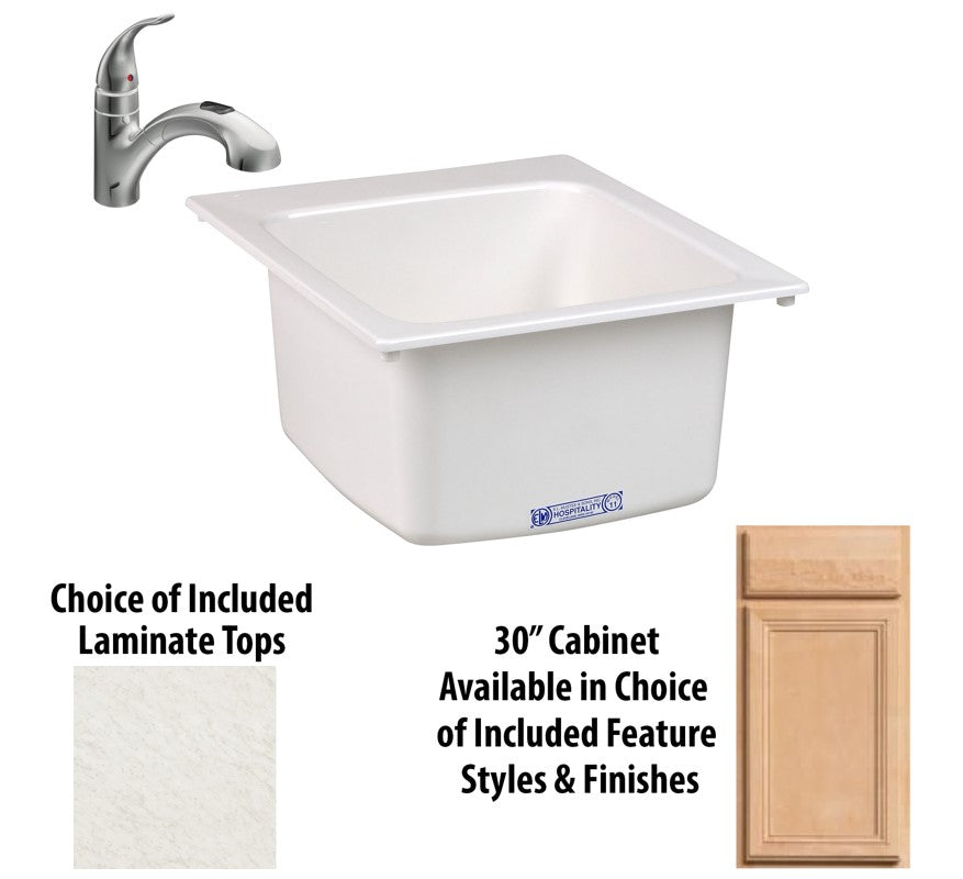 Mustee® 11 Drop In Utility Sink with 30" Cabinet, Faucet & Laminate To ...