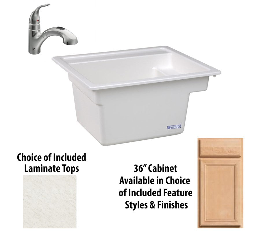 Mustee® 25 Drop In Utility Sink with 36" Cabinet, Faucet & Laminate To ...